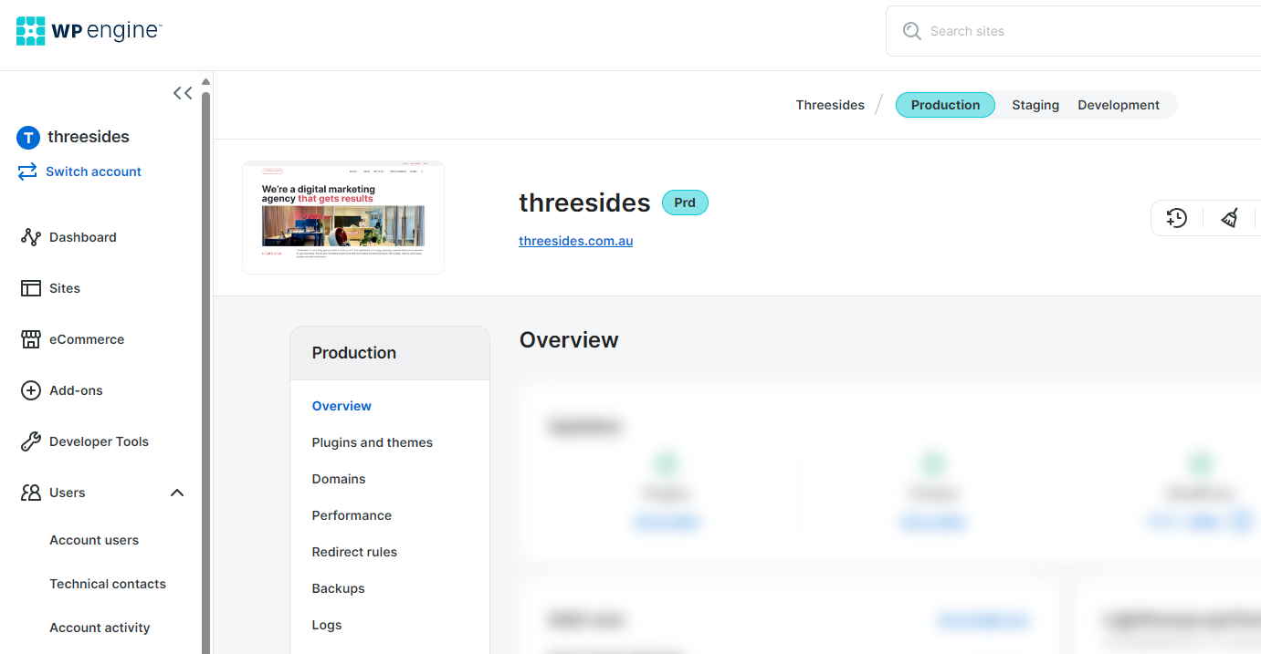 Instructions: Setting up a WP Engine Account | Threesides Marketing